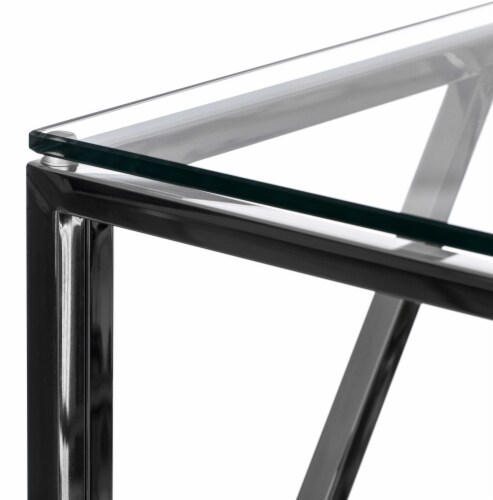Modern Square End Side Table Tempered Glass Top Metal Coffee Table Silver One Size Frys
