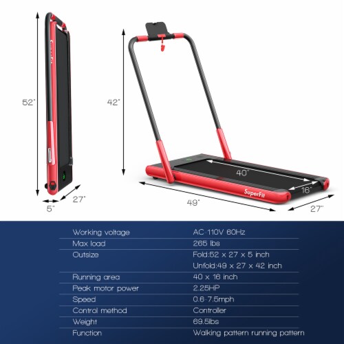 Superfit 2.25HP 2 in 1 Folding Under Desk Treadmill W/ Speaker Remote ... Superfit 2.25HP 2 in 1 Folding Under Desk Treadmill W/ Speaker Remote ...