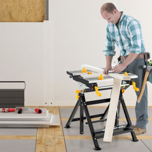 Folding Work Table Portable Workbench w/ Adjustable Height & Tiltable ... Folding Work Table Portable Workbench w/ Adjustable Height & Tiltable ...