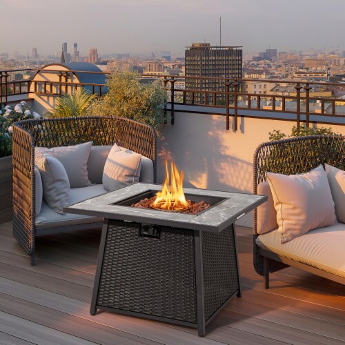 Rattan gas fire pit table store
