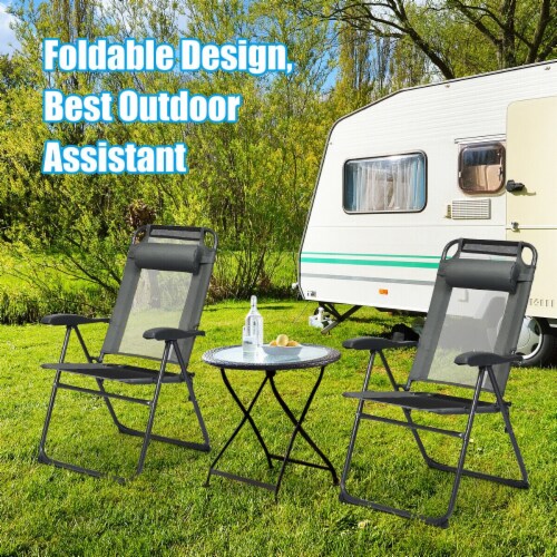 Slickblue 4 Pieces Patio Garden Adjustable Reclining Folding Chairs with Headrest 1 Unit King Soopers