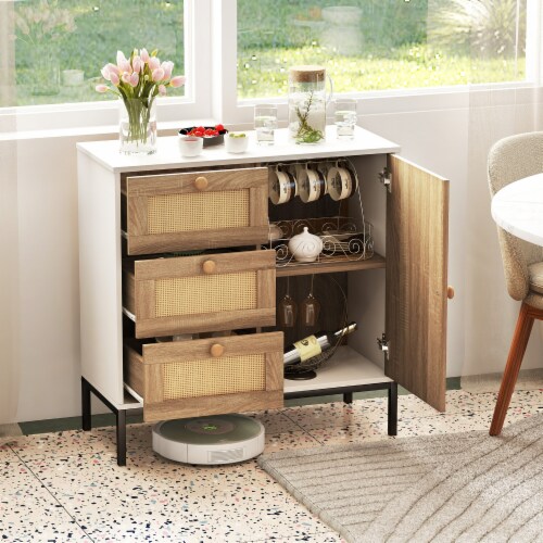 White rattan buffet store