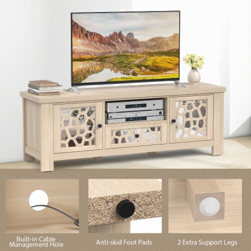 Slickblue 55 Inch Retro TV Stand Media Entertainment Center with Mirror Doors and Drawer 1 Unit Fry s Food Stores