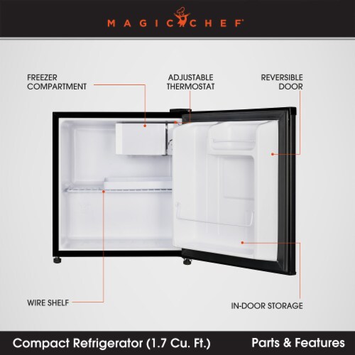 MAGIC CHEF Mini Refrigerator with Chiller Compartment Black 1.7 cu ft Foods Co