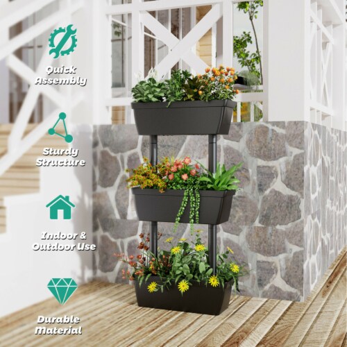 3 Tier Raised Garden Bed Vertical Freestanding Flower Pot Stand Planter