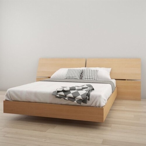 Nexera Nordik Queen Platform Bed with Panoramic Headboard in Maple 1 Kroger