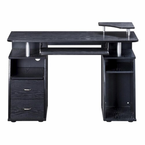 Espresso computer desk with keyboard tray store