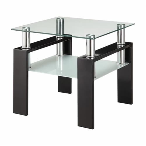 Bowery Hill Square Glass Top End Table In Black 1 Kroger