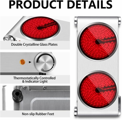Cusimax 1800W Electric Double Hot Plate,Electric Infrared Stove,Silver ... Cusimax 1800W Electric Double Hot Plate,Electric Infrared Stove,Silver ...