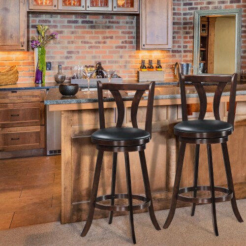 Slickblue Set of 2 Swivel Bar Stool Counter Height Leather Padded Dining Kitchen Chair 29.5 inches Fry s Food Stores