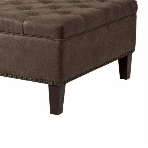 Gracie Mills Farley Button Tufted Square Cocktail Ottoman With Nailhead