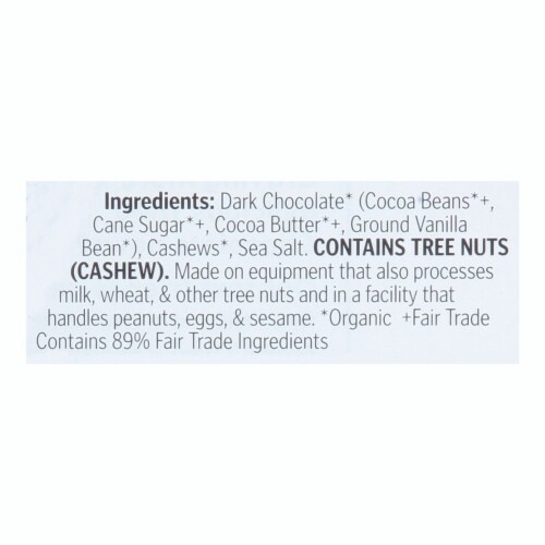 Theo Chocolate Bar Salted Cashew 85 3 Oz Case Of 12 3 Oz Each