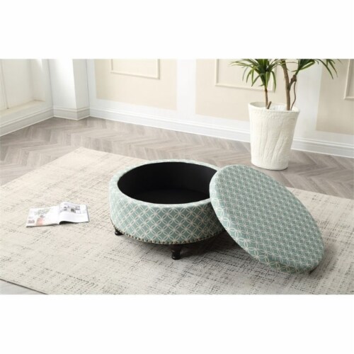 Nathaniel Home George Round Fabric Upholstered Geometric Pattern