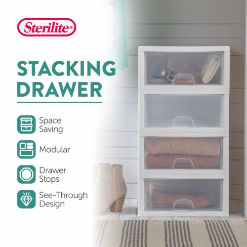 Sterilite 16 Quart Clear Plastic Stacking Storage Drawer Container Box