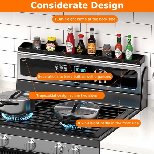 Black Magnetic Stove Top Shelf Silicone Over Stove Spice Rack Organizer 1 Count Pick n Save