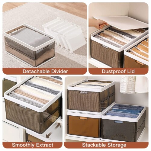 3 Pack Foldable Storage Bin With Lid Stackable Plastic Closet Organizer With Handle Divider 3 pack Smith s Food and Drug