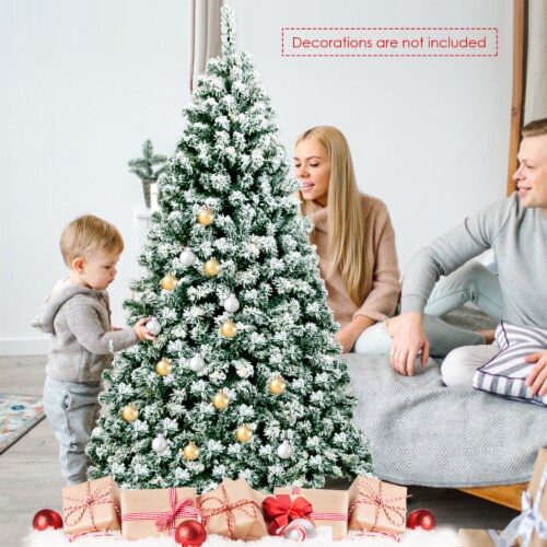 6ft Pre-lit Snow Flocked Christmas Tree Hinged Pine Tree Holiday ... 6ft Pre-lit Snow Flocked Christmas Tree Hinged Pine Tree Holiday ...