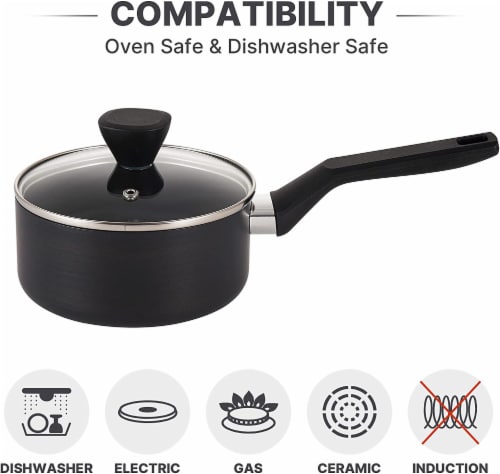 1 5 Qt Hard Anodized Aluminum Nonstick Sauce Pan In Black With Lid 1