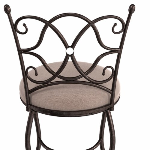 Hillsdale Furniture Brody Metal Vanity Stool in Rubbed Gray Finish 1 Mariano s