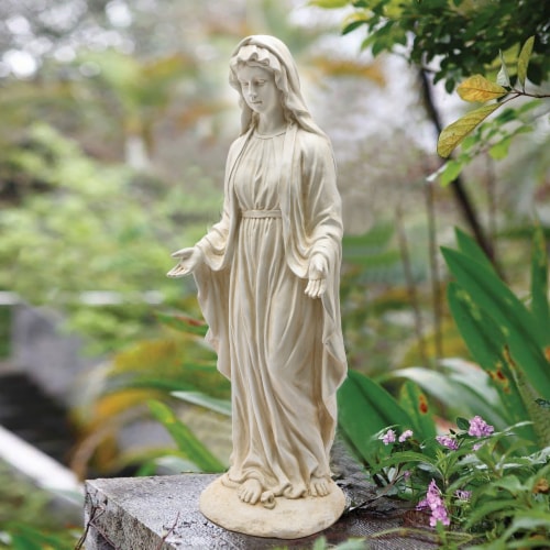 Luxenhome Virgin Mary Indoor Outdoor Statue Gray Or Ivory Each Smith