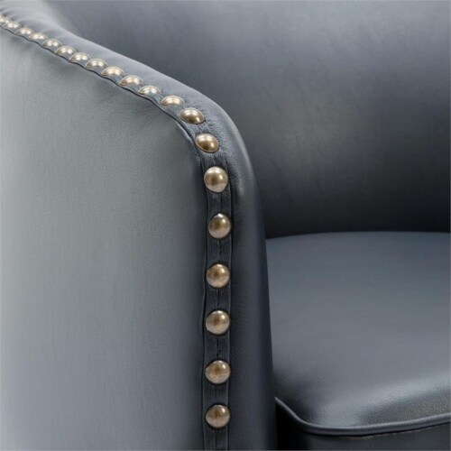 Tyler Midnight Blue Faux Leather Swivel Arm Chair with Nailhead Trim, 1 ... Tyler Midnight Blue Faux Leather Swivel Arm Chair with Nailhead Trim, 1 ...