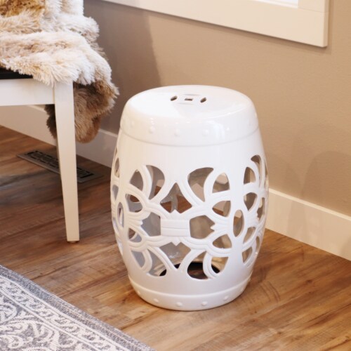 Sunnydaze 18 in Knotted Quatrefoil Ceramic Glaze Garden Stool White 18 Jay C Food Stores