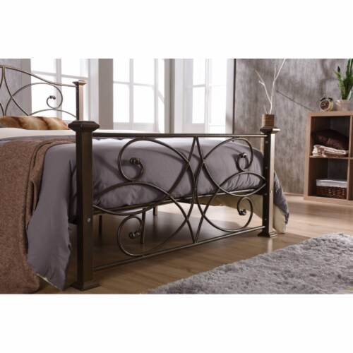 Hodedah Complete Metal Full Size Bed with Headboard Footboard Slats and Rails in Gold 1 Pick n Save