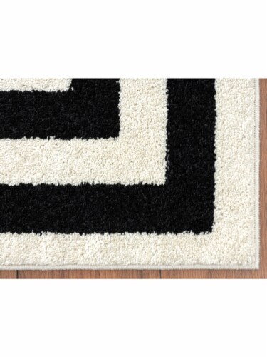 Abani Casa CAS120A Contemporary Black and Ivory Rectangular Area Rug, 4 ... Abani Casa CAS120A Contemporary Black and Ivory Rectangular Area Rug, 4 ...