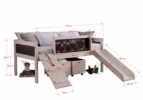 Art play junior low loft twin bed in white wash store