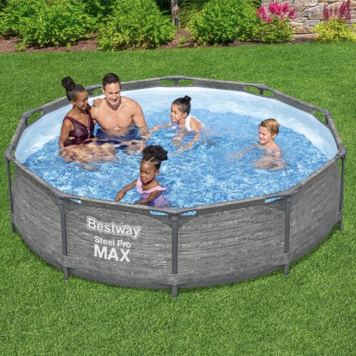 Bestway Steel Pro MAX 10 x 30 Above Ground Outdoor Swimming Pool Set Gray 1 Piece City Market
