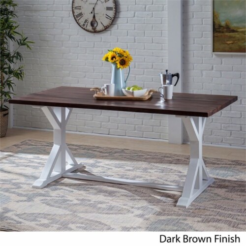 Noble House Cassia Acacia Wood Dining Table in Dark Brown and White 1 Gerbes Super Markets