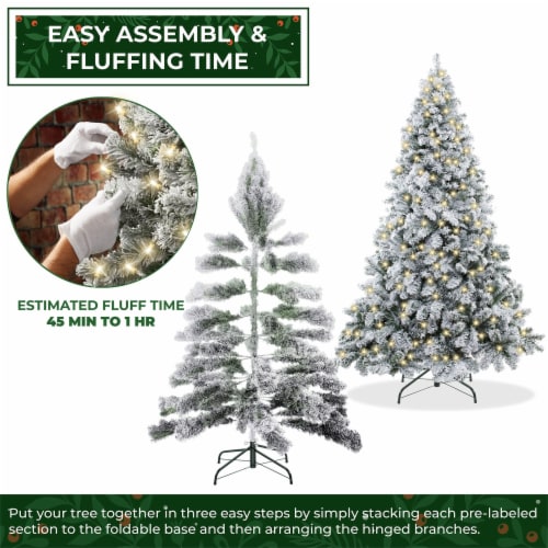 6FT Pre-Lit Snow-Flocked Pine Artificial Holiday Christmas Tree with ... 6FT Pre-Lit Snow-Flocked Pine Artificial Holiday Christmas Tree with ...