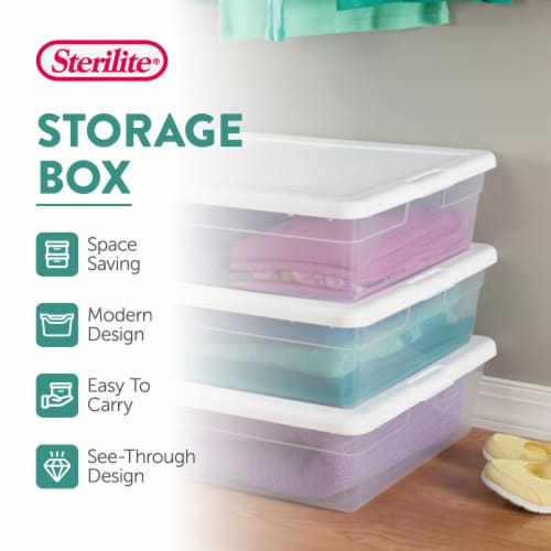Sterilite 28 Quart Clear Plastic Stacking Storage Container Box W Lid