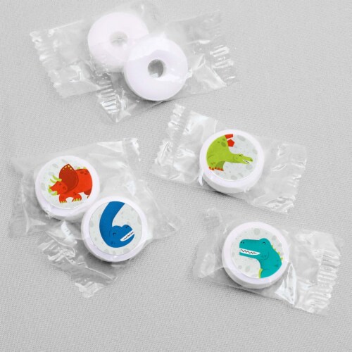 Big Dot of Happiness Roar Dinosaur Dino Mite T-Rex Round Candy Sticker ... Big Dot of Happiness Roar Dinosaur Dino Mite T-Rex Round Candy Sticker ...