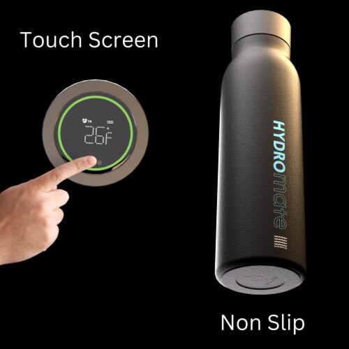 Hydromate 20 oz Black Stainless Steel Vacuum Insulated Hydration Water Bottle With App 20 oz. Foods Co