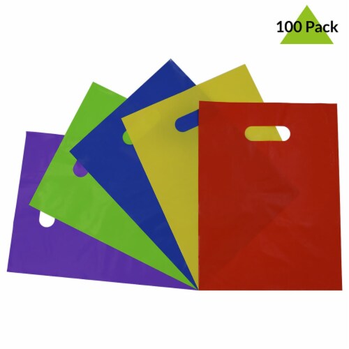Prime Line Packaging Plastic Multi Shopping Bags with Handles 2 Mil Assorted Bags 100 PK 9x12 100 Pcs Metro Market