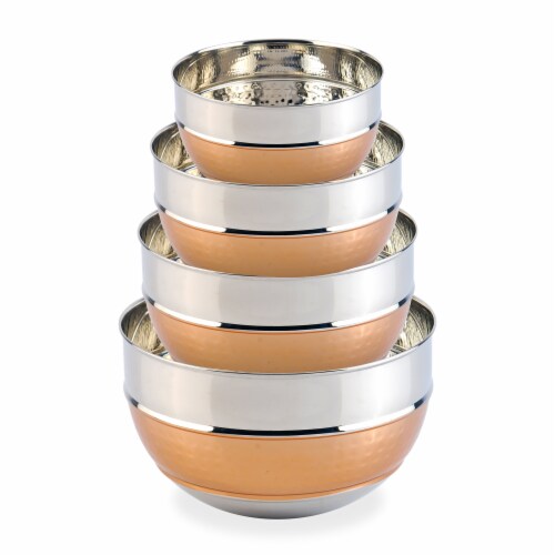 Lexi Home Premium Two-Tone Stainless Steel Hammered Mixing Bowls Set of ... Lexi Home Premium Two-Tone Stainless Steel Hammered Mixing Bowls Set of ...