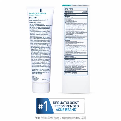 Cerave Acne Foaming Cream Wash With 10 Benzoyl Peroxide Gentle Face