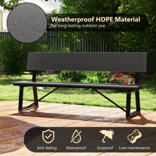 Hivvago 72 Inch Extra Long Bench with All Weather HDPE Seat Back for Yard Garden Porch 1 Pick n Save