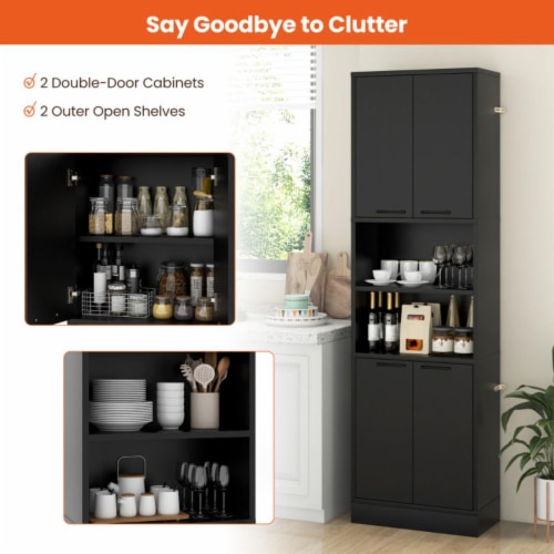 Tall black kitchen pantry cabinet store