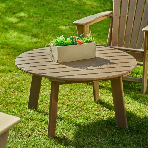 Glitzhome 32 Inch Diameter Outdoor Tan Adirondack Round Table All Weather Material 32 Inch Table Gerbes Super Markets