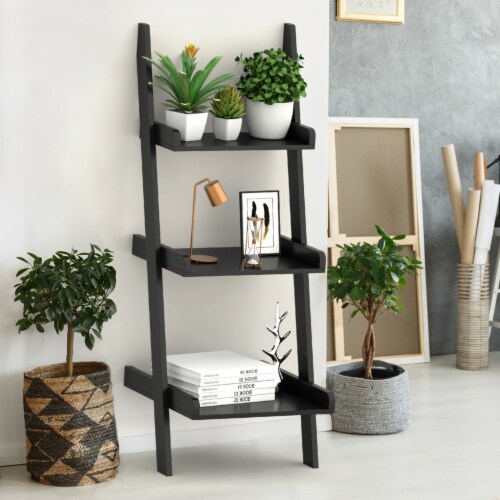 3 Tier Leaning Rack Wall Ladder Book Shelf Bookcase Storage Display Multipurpose 1 unit Mariano s