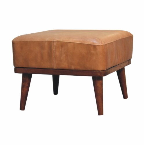 Artisan Furniture Solid Wood Tan Buffalo Leather Tan Footstool 1 Unit Fry s Food Stores