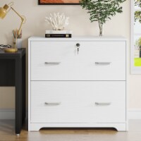 Tribesigns 31.5 White Wood Lateral File Cabinet 2 Drawer Storage With Lock 15.75 D x 31.5 W x Fry s Food Stores