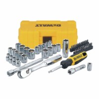 Dewalt 50 Piece 3 8 Inch Mechanics Hand Tool and Socket Set SAE and Metric 1 Piece QFC