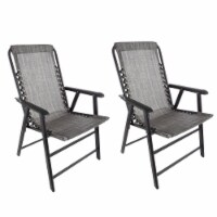 Lavish Home Folding Camping Chairs Set Of 2 Portable Gray Lawn Chairs Heavy Duty 350Lbs 1 unit Smith s Food and Drug