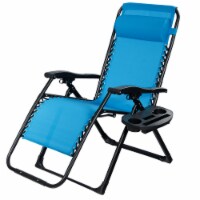 Gymax Folding Zero Gravity Lounge Chair Recliner w Cup Holder Tray Pillow Blue 1 unit Pay Less Super Markets