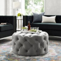 Desiree Velvet or Linen Cocktail Ottoman Allover Tufted Round Castered Legs By Inspired Home 1 unit Foods Co
