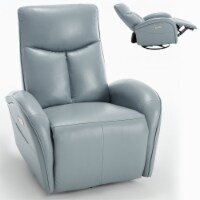 Blue Genuine Leather Power Recliner Chair with Lumbar Support Max Swivel Degree 270 37 x43 x35 Fred Meyer