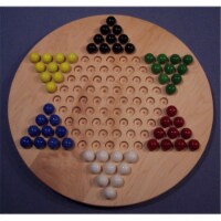 THE PUZZLE MAN TOYS W 1931 Wooden Marble Game Board Chinese Checkers Oiled 18 in. Circle 1 Baker s